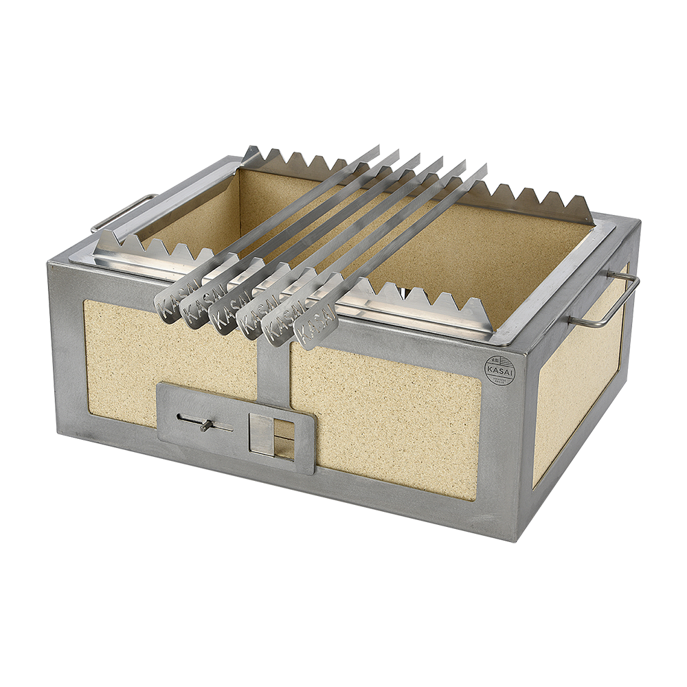 Kasai Konro Yakitori Grill Medium/Bred + Spydstativ m. 6 grillspyd